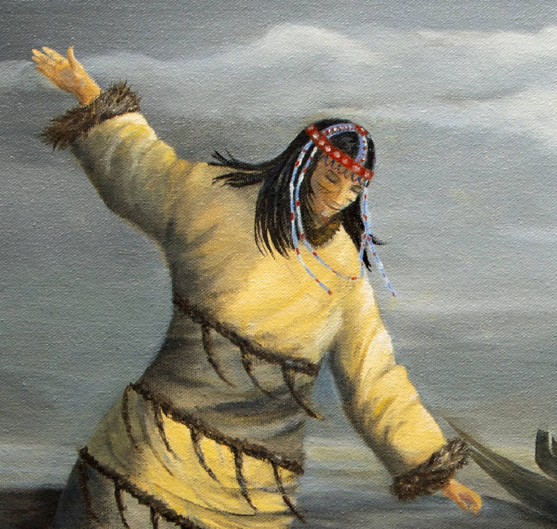 Alutiiq dancer, Aleut dancer, Unangax dancer, Aleutian dancers, regalia ...